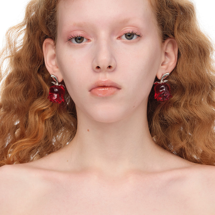 YVMIN X SHUSHUTONG / Metal Rosebud Stud Earrings