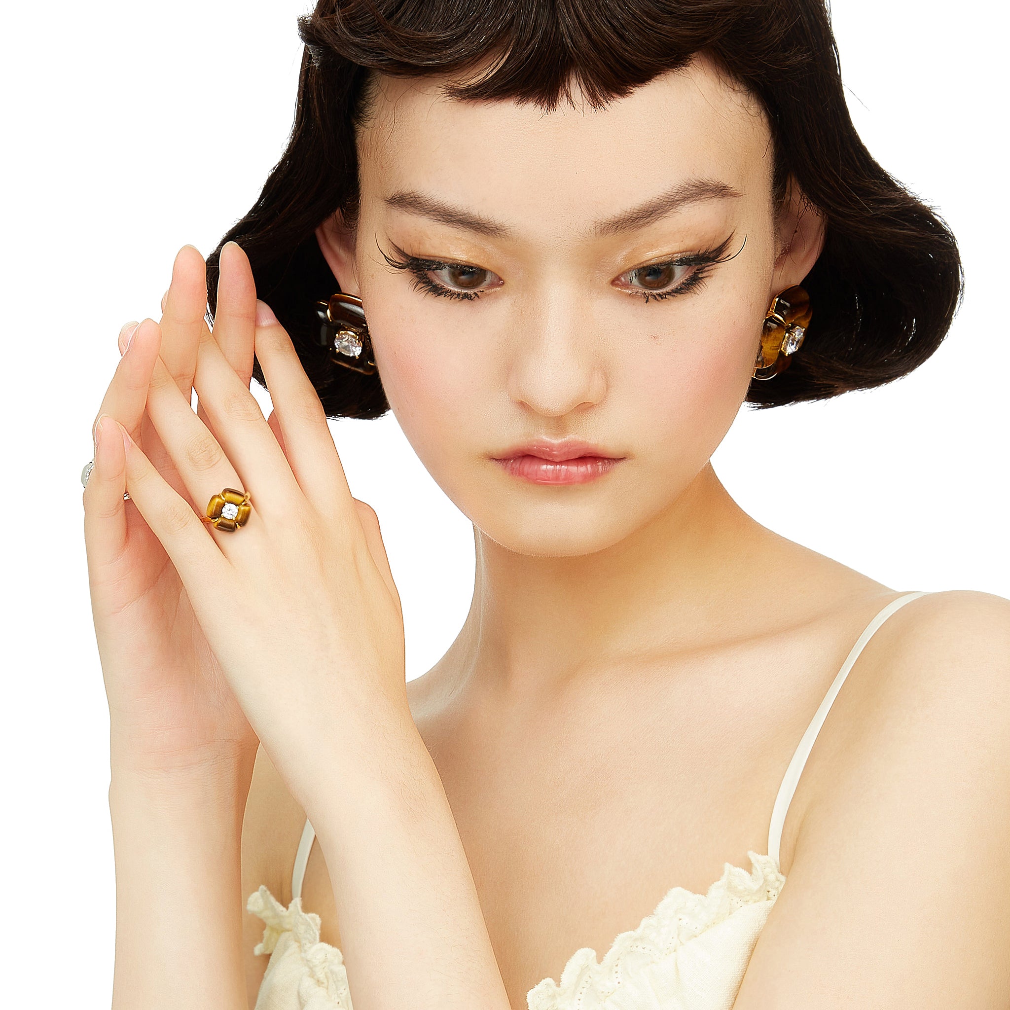 YVMIN X SHUSHUTONG / Natural Gemstone Flower Silver Ring YVMIN X SHUSHUTONG / Natural Gemstone Flower Silver Ring